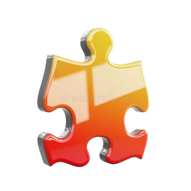 Single Realistic Puzzle Piece with Glossy Finish on White Background ...