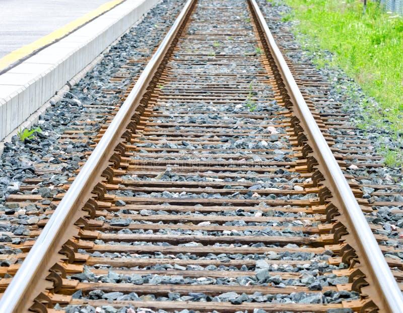 Single rail track stock photo. Image of ties, vertical - 32020912