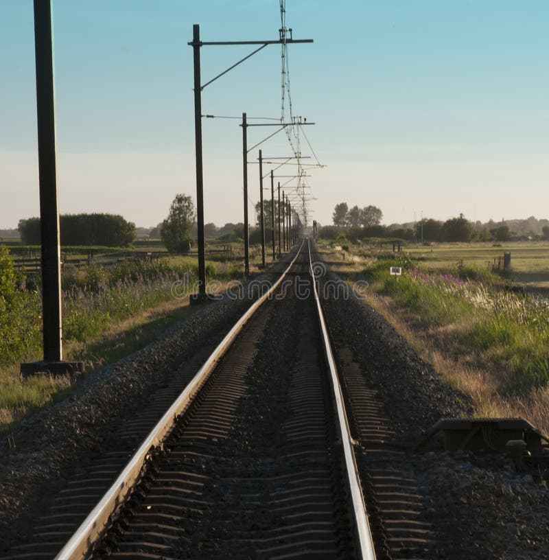 A Single Railroad Track in an Rural Environment Stock Image - Image of ...