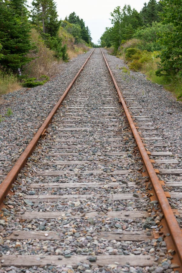 Single rail track stock photo. Image of ties, vertical - 32020912