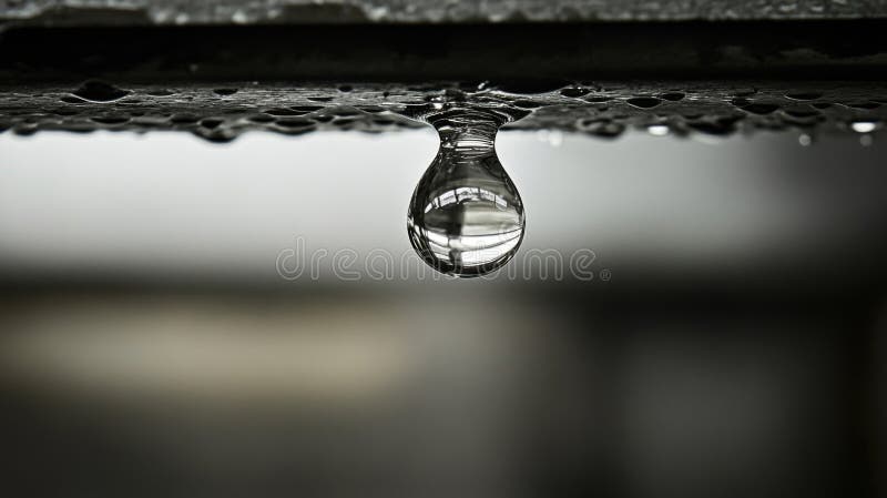 Single Raindrop Hanging from a Surface Stock Illustration ...