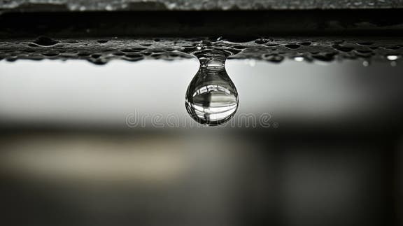Single Raindrop Hanging from a Surface Stock Illustration ...