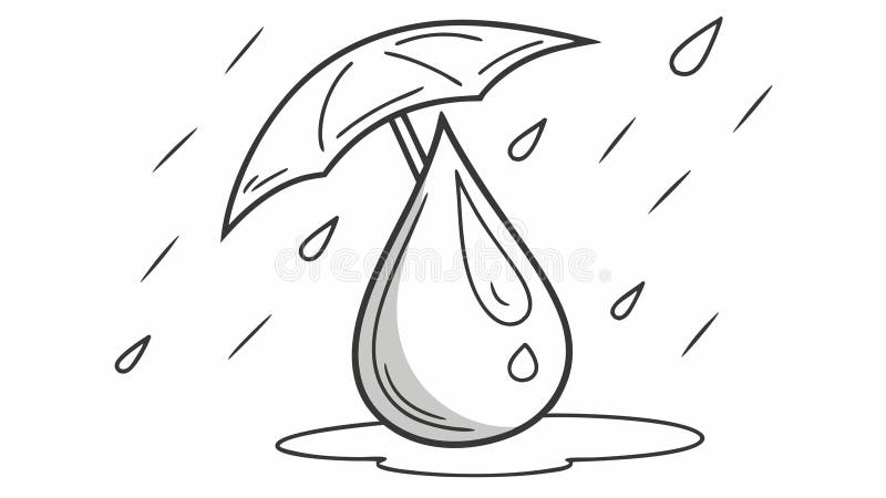 Single Raindrop Under Umbrella, Vector Design Generative AI Stock ...