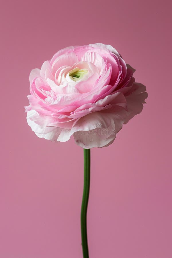 Single Ranunculus Flower on Pink Background Stock Illustration ...