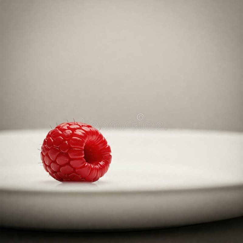 A Single Raspberry Lying on a Plate. Stock Image - Image of gourmet ...