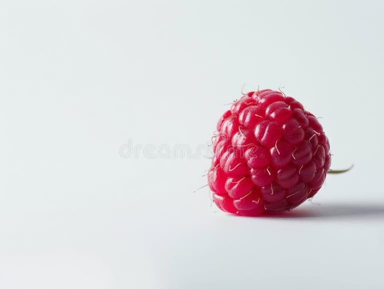 A Single Raspberry is Shown on a White Background Stock Photo - Image ...