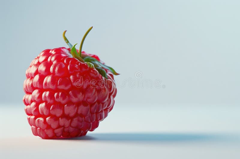 A Single Raspberry Sits Alone on a White Surface Stock Photo - Image of ...