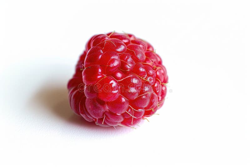 A Single Raspberry Sits Alone on a White Surface Stock Image - Image of ...