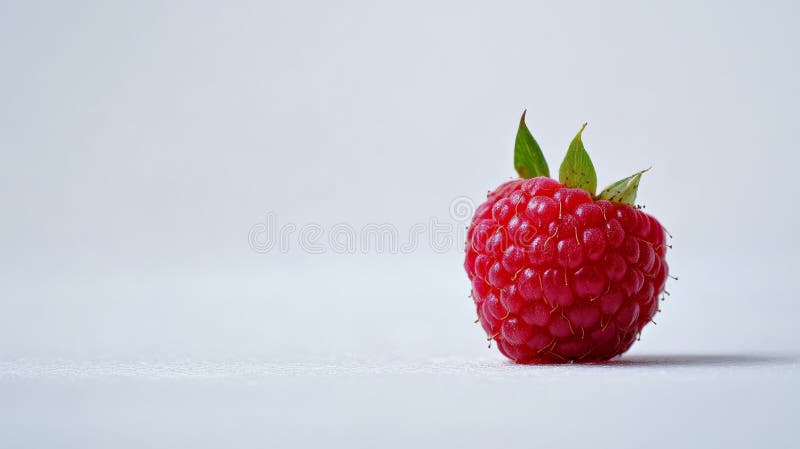 A Single Raspberry on a White Background - Close-Up Macro Photography ...