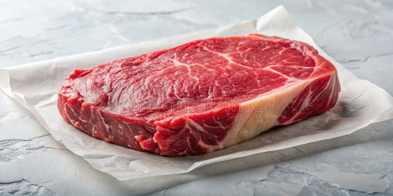 A Single, Raw Beef Steak Rests on Parchment Paper. Generative AI Stock ...