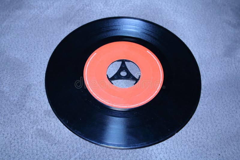 45 Rpm Single Record with Large Central Hole and Gray Label Stock Image ...