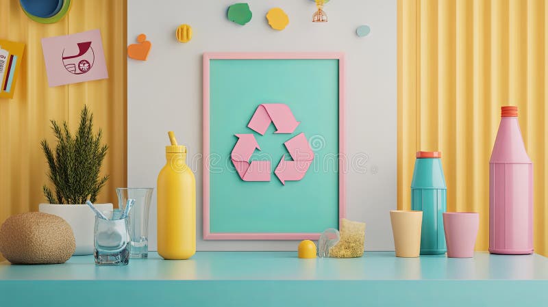 A Single Recycling Service Flyer Styled on a Pastel-colored Surface ...