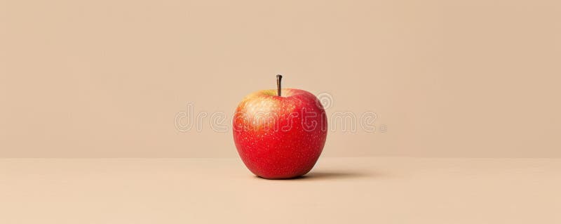 Single Red Apple on Beige Background Stock Photo - Image of life, ripe ...
