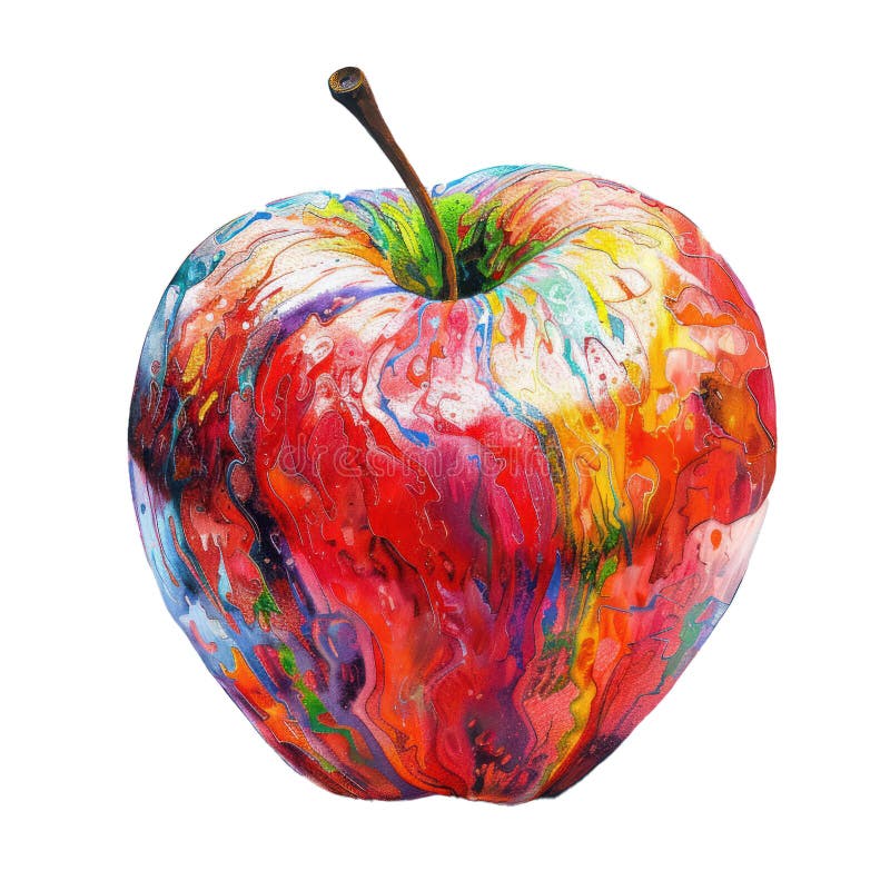 Red Apple Showing Colorful Artistic Pattern on White Background Stock ...
