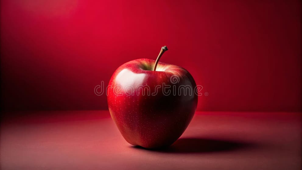 A Single Red Apple on a Crimson Surface, a Still Life Image. Generative ...