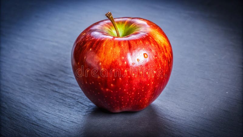 A Single Red Apple on a Dark Slate Background Stock Illustration ...