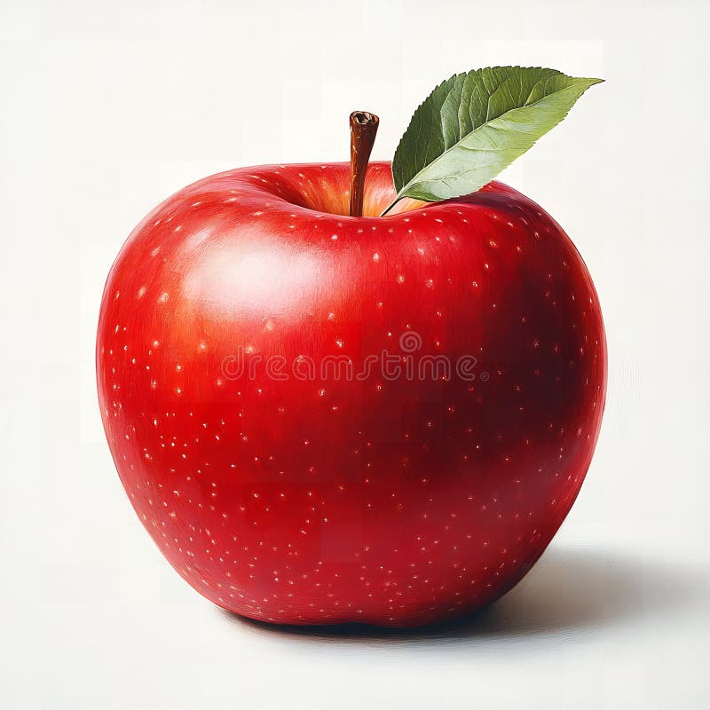 A Single Red Apple with Green Leaf Studio Shot Fresh Fruit Healthy ...