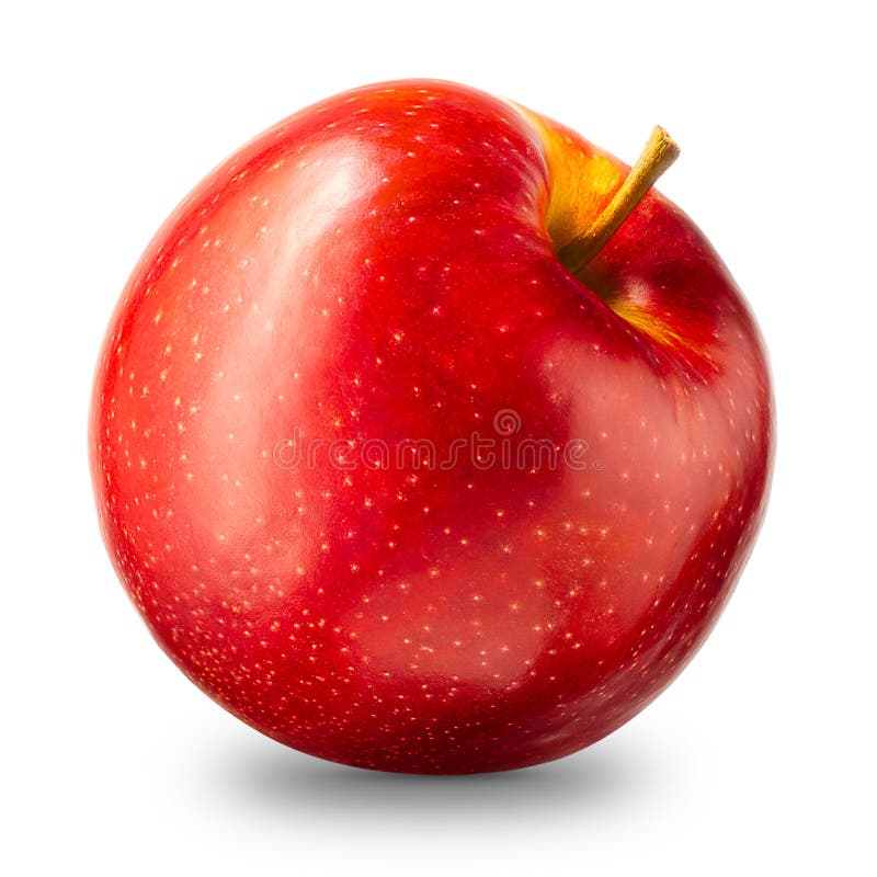 Single Red Apple on White Background Stock Photo - Image of perfect ...