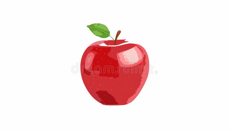 Single Red Apple with a Natural Shine and Stem. Stylized in Vector ...