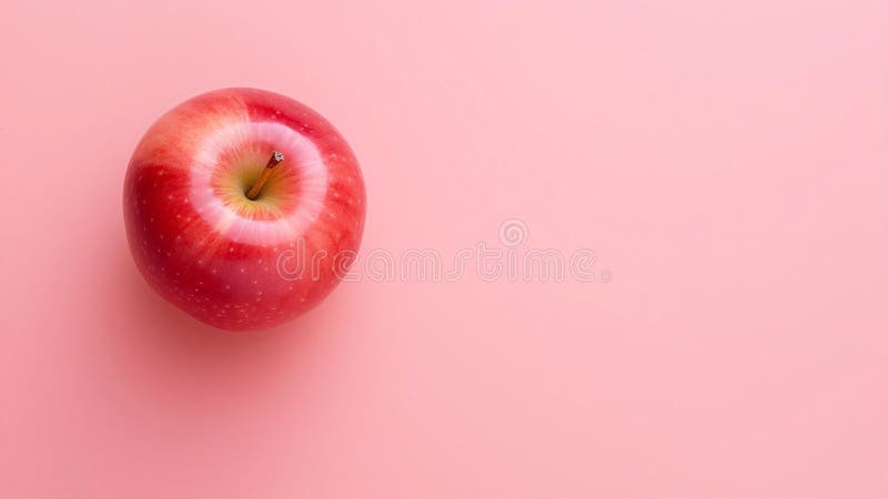 A Single Red Apple on a Pink Background Stock Illustration ...