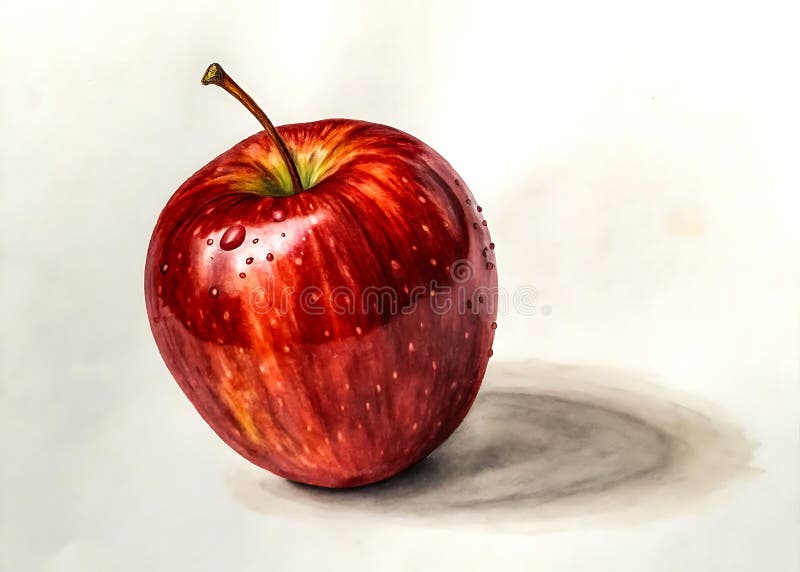 A Single Red Apple Placed in the Center of a Completely White ...