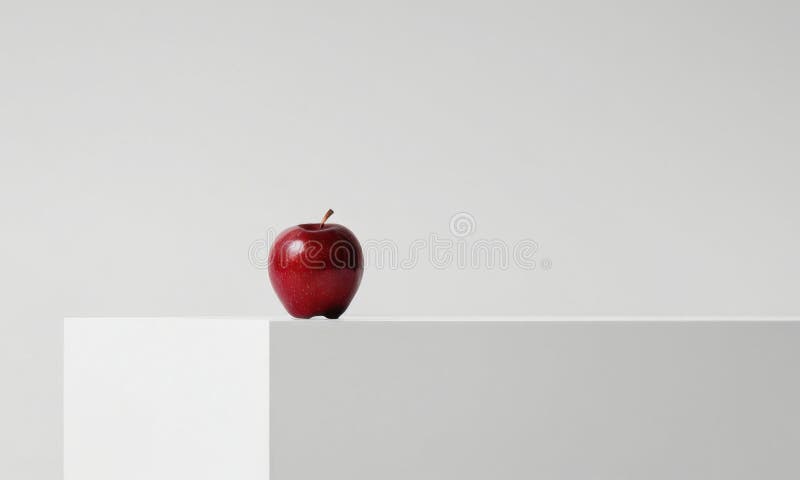 A Single Red Apple Placed on a Clean White Surface Stock Image - Image ...