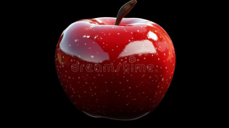 A Single Red Apple with White Spots and a Shiny Surface Stock ...