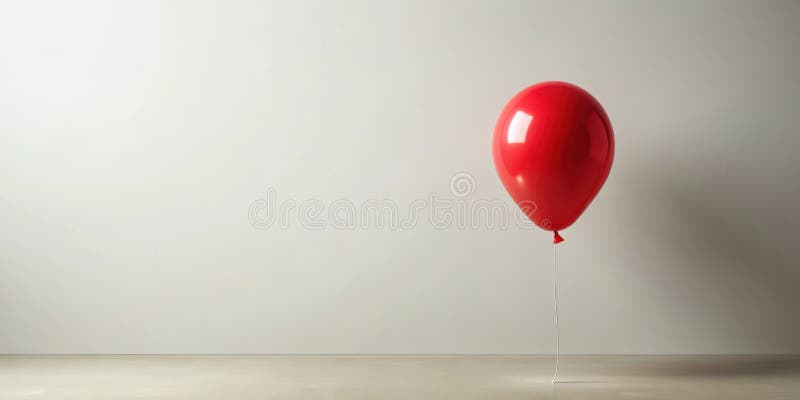 Single Red Balloon Against a Plain White Wall. Generative AI Stock ...