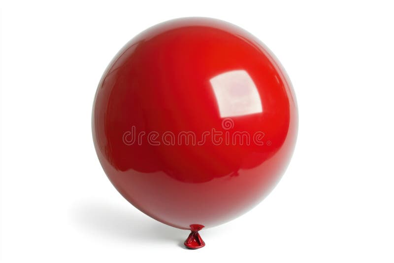 A Single Red Balloon Floating on a Plain White Background Stock ...