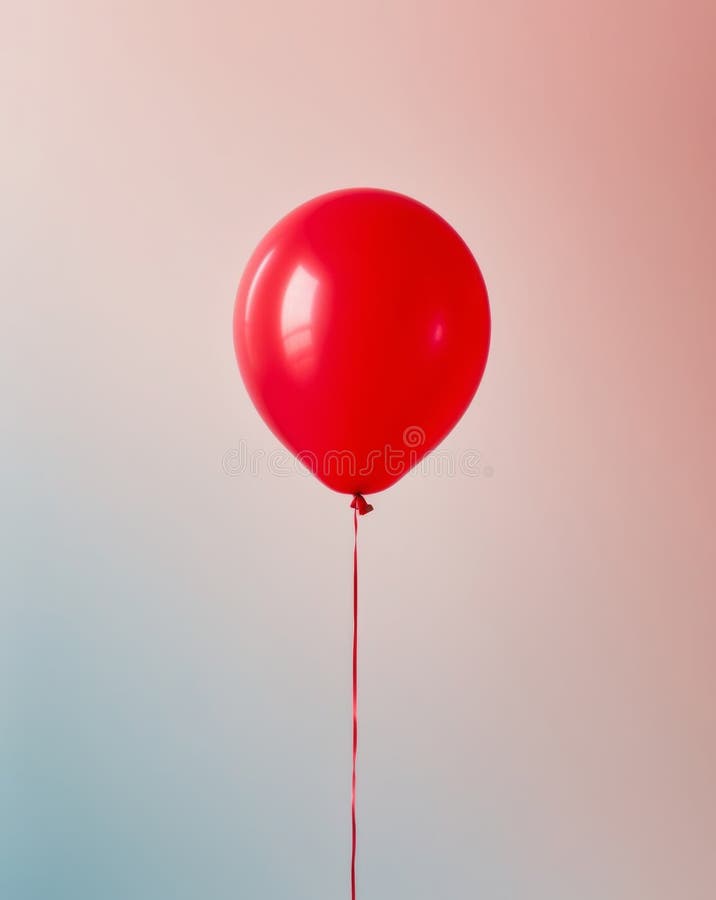 Single Red Balloon on Pink and Blue Background. Stock Photo - Image of ...