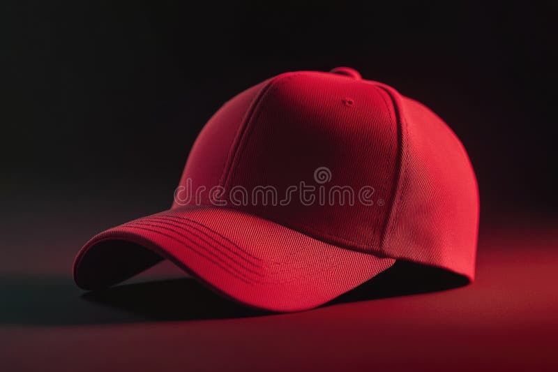 A Single Red Baseball Cap Sits on a Flat Surface, Perfect for Use in ...