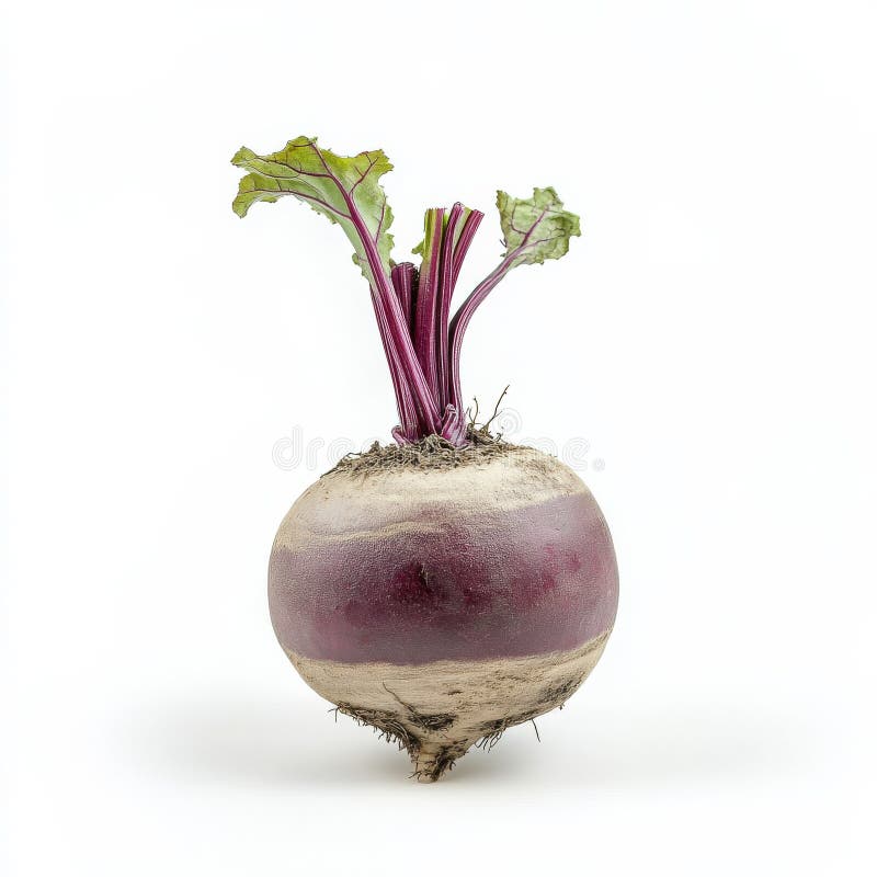 A Single Red Beetroot with Leaves Attached, Isolated on a White Stock ...