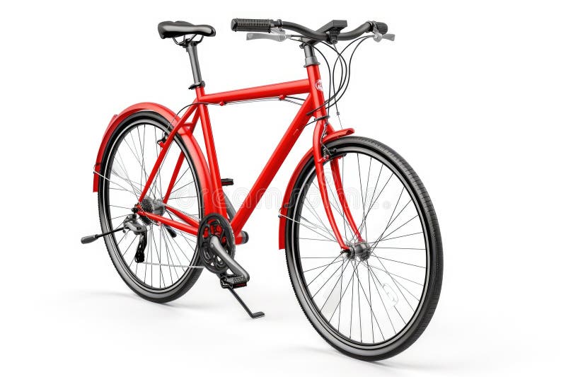 A Single Red Bike Parked on a White Surface Stock Photo - Image of ...