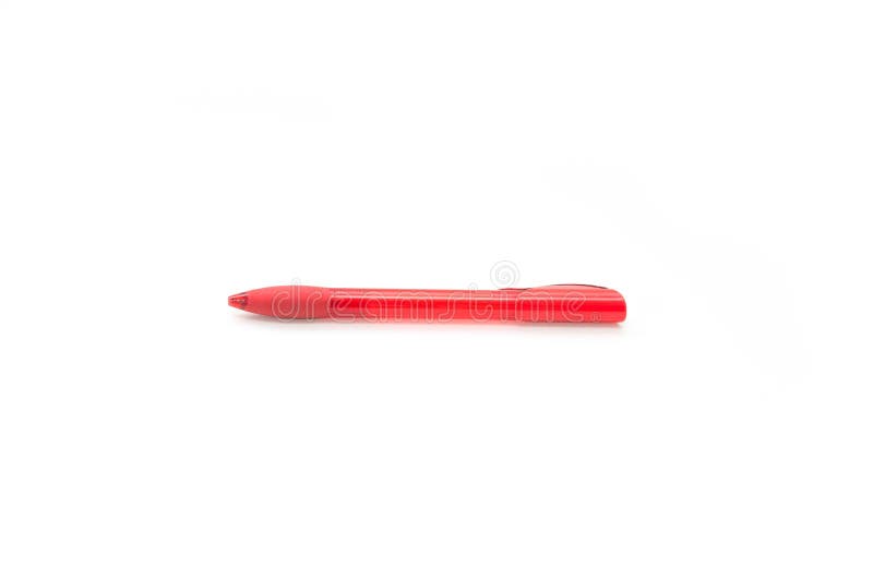 Single Red Biro Agains A White Background Stock Image - Image of write ...