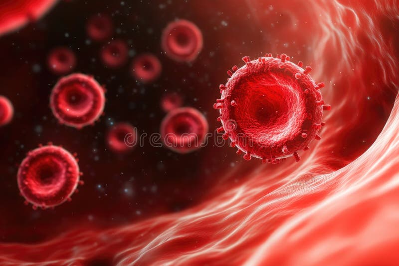 A Single Red Blood Cell Flowing through a Blood Vessel, a Vital Part of ...
