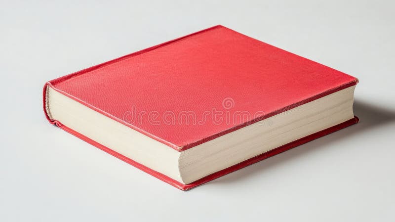 A Single Red Book on a White Surface Stock Image - Image of document ...