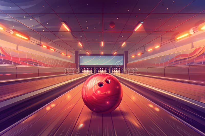 A Single Red Bowling Ball Sits Atop a Modern Bowling Alley, Ready for ...