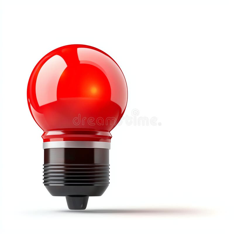 A Single Red Bulb Atop a Black Base Isolated on a White Background ...