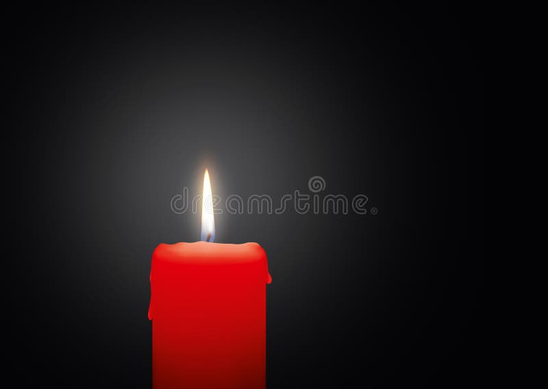 Red Candle with Bright Light Effect on Black Background - Graphic ...