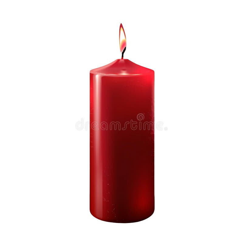 A Single Red Candle Burning with a Bright Flame Against a White ...