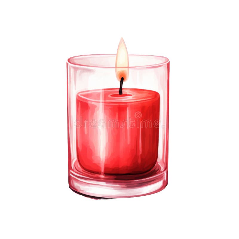 A Single Red Candle Burning in a Glass Jar Stock Image - Illustration ...