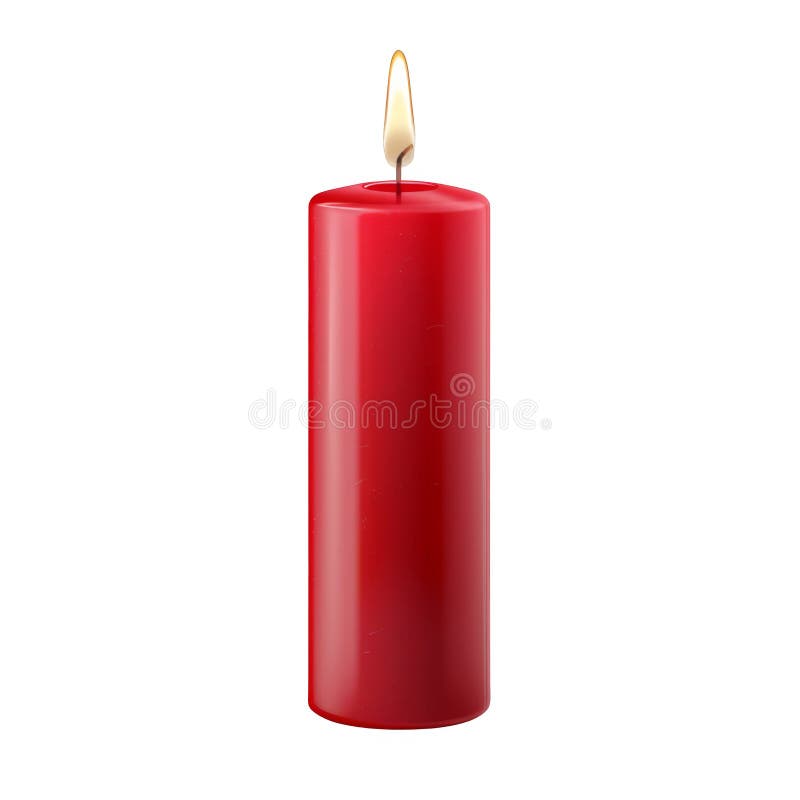 A Single Red Candle Burning with a Yellow Flame Stock Photo ...