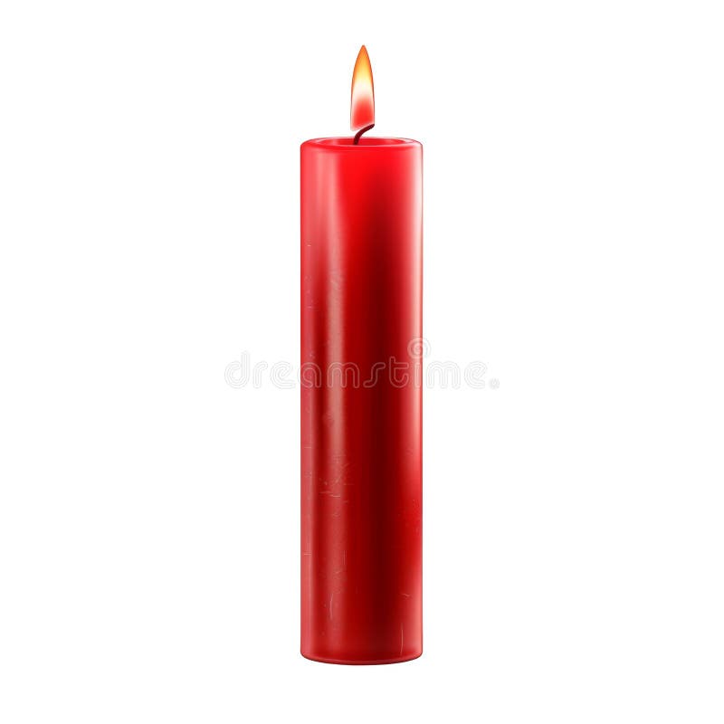 Single Red Candle with Flame Burning in Darkness Stock Image ...