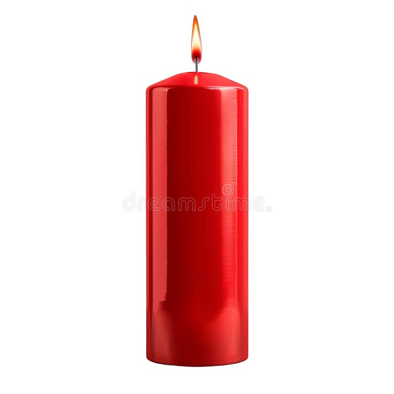 Single Red Candle with Flame on White Background Stock Image ...