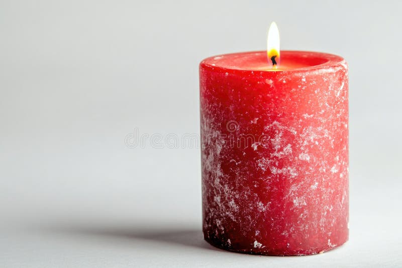 A Single Red Candle is Lit on a White Surface Stock Image - Image of ...