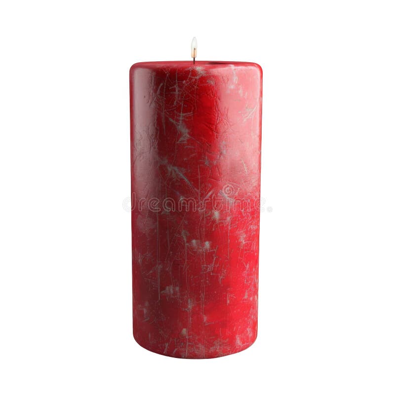A Single Red Candle with a Small Flame Burning Stock Illustration ...