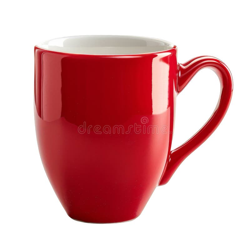 A Single Red Ceramic Mug with a White Interior Stock Illustration ...