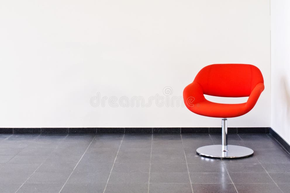 Single red chair stock image. Image of minimalism, interior - 30650109