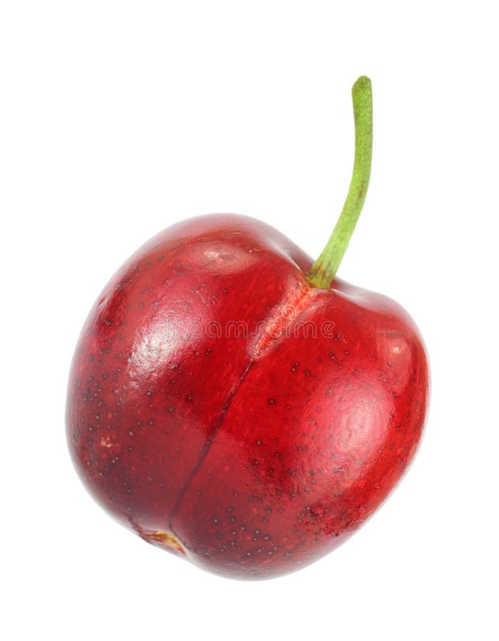 Single red cherry stock image. Image of stem, fruit, flavor - 14449221