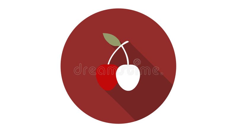 Single Red Cherry on a Dark Red Circle, Fruit Outline, Vector Design ...